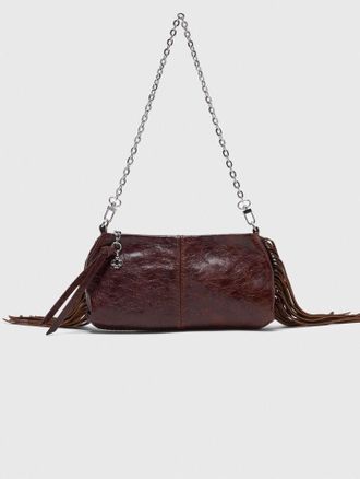 Maje Pochette Miss M Pouch En Cuir Vernis - Marron Fonce - Maje