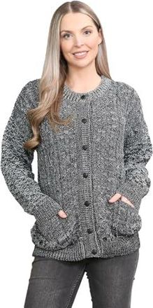 Janisramone Cardigan en tricot torsad&eacute; pour femme, col ras du cou, manches longues, cardigan boutonn&eacute; pour femme pour lautomne et lhiver, cardigan pour femme avec