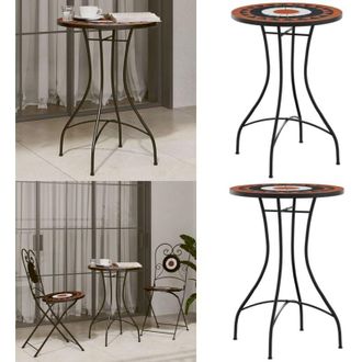 vidaXL Table de bistro mosa&iuml;que terre cuite blanc &Oslash;50x70 cm c&eacute;ramique - Table De Bistrot - Table Ext&eacute;rieure - Table Mosa&iuml;que - Mobilier De Jardin