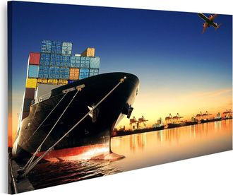 Islandburner Bild auf Leinwand Containerschiff Import Export Hafen Morgenlicht Schiff Bilder Wandbilder Poster