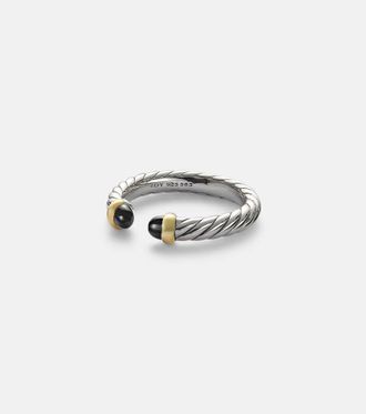 David Yurman Ring Cable Collectibles Petite Cable aus Sterlingsilber mit 14kt Gelbgold und Onyx
