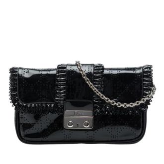 Dior Pre-owned Perforated Patent Leather Crossbody - - Pre-owned - Damen - Schwarzk - ONE SIZE