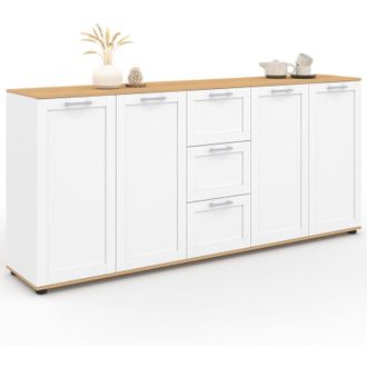 IDMarket Idmarket - Buffet 180 cm vito xxl 4 portes avec 3 tiroirs bois et blanc
