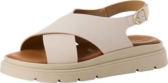 Tamaris Damen Sandalette mit Keilabsatz, beige, 36 EU