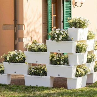 Bama Kit 5 jardini&egrave;res modulables - 59 x 23 cm - Blanc - Livraison gratuite