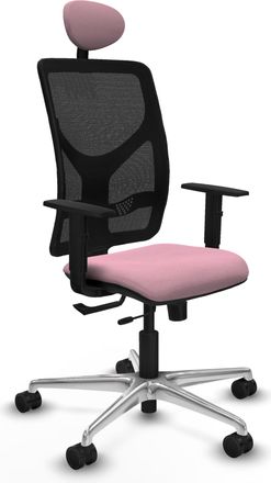 Piqueras y Crespo Computerstuhl mit 1D-Armlehnen, h&ouml;henverstellbarer Lendenwirbelst&uuml;tze und festem Kopfteil, ausgestattet mit Syncro/Traslack und Schneideschaum, Schwar