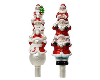 Kaemingk Christbaumspitze Glas 31cm x 1 Stück Baumspitze Schneemann oder Weihnachtsmann