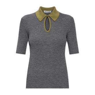 Jil Sander Woll Polo - - Knitwear - Damen - Grau - XL