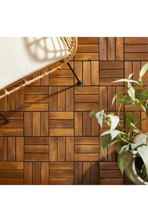 ambia GARDEN Terrassenfliese, Schwarz, Dunkelbraun, Holz, Kunststoff, Akazie, massiv, 30x2.4x30 cm, FSC, Gartenzubeh&ouml;r, Terrassen- & Balkonb&ouml;den, Terrassenfliesen