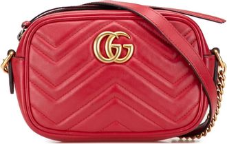 Gucci Hobo Bags - Mini GG Marmont Matelasse Leather Crossbody - Gr. unisize - in Rot - für Damen