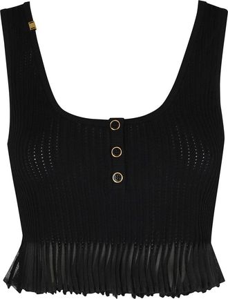 Elisabetta Franchi Femme, Tops, Noir, Taille: 40 FR Top en maille ajour&eacute;e