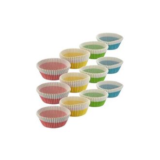 Zenker 9917750 300 Stück Einweg-Frischhaltedosen, Muffinförmchen, Kuchenform, Einwegschalen, Papier, Gelb, Rosa, Blau, Grün, 5 cm