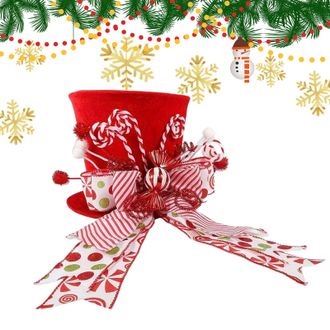 Generico Hut mit Weihnachtsbaumspitze | Weihnachtsdekoration A-Spitze mit Schleifen und Bändern Dekoration Zubehör für Partys, Urlaub, Geburtstag, Festival, Ve