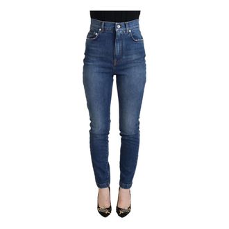 Dolce & Gabbana Femme, Jeans, Bleu, Taille: 36 FR Pantalon Denim avec D&eacute;tails Logo