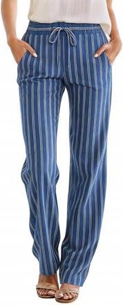 Generic Pantalon Palazzo &agrave; jambe large pour femme - Taille haute - Jambe droite ray&eacute;e - Pantalon d&eacute;t&eacute; l&eacute;ger et ample - Pantalon de travail d&eacute;contract&eacute; - Pour 