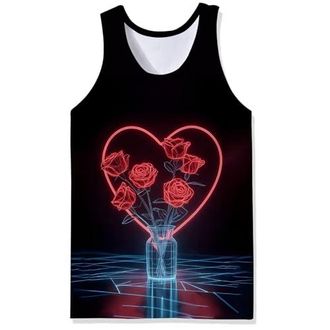 Generic D&eacute;bardeur pour homme avec impression num&eacute;rique 3D coeur rouge pour la Saint-Valentin 2026, Noir, XXL
