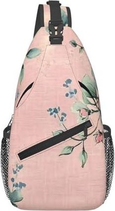 Generic Sac &agrave; dos &agrave; bandouli&egrave;re rose et vert &agrave; motif floral pour homme
