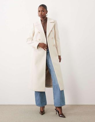Forever New Longline-Mantel mit Taillierung in Cremewei&szlig;
