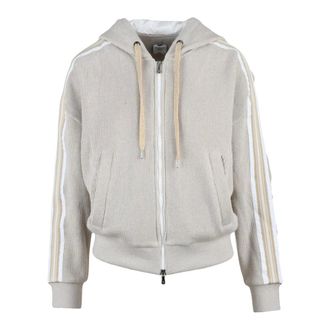 Eleventy Femme, Sweatshirts et sweats &agrave; capuche, Beige, Taille: 40 FR Felpa in maglia zip