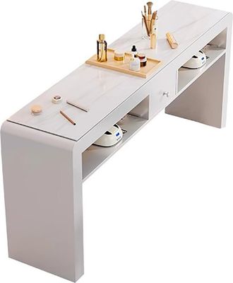 Generic Manicure Table Station Professional, Slate Top Wooden, Nail Studio, Multifunctional with Double Open Storage Space and Drawers,L160Cm