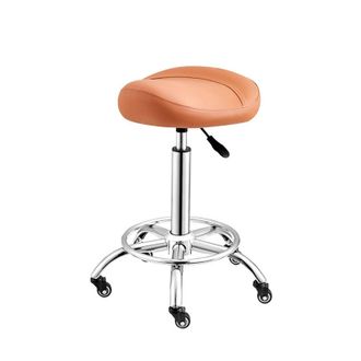 Generic Sattelhocker mit R&auml;dern, drehbarer, Verstellbarer Rollhocker, Sattelstuhl aus PU-Leder, geeignet for Salons und Massagesalons(Color-3)