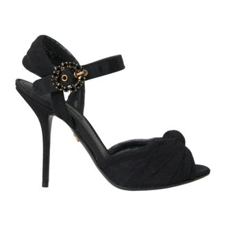 Dolce & Gabbana Schwarze Mesh Schnalle Absatz Sandalen - - Shoes - Damen - Schwarzk - 36 1/2 EU