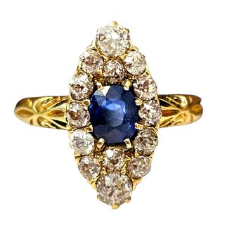 100% Capri Vintage 1900 Victorian Sapphire And Diamond Cluster Ring