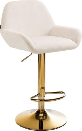 Clp Barhocker Braga Samtbezug mit Gold-Gestell I höhenverstellbar und 360 drehbar I moderner Barstuhl mit Fußstütze für Küche und Bar, Farbe:Creme