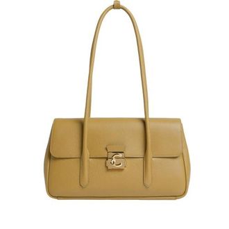 Coccinelle Cuir sac &agrave; &eacute;paule bandouli&egrave;re sac &agrave; main C-Me Lock Handbag Grained Leather Seagrass kaki