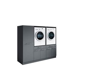 Laundreezy Waschraum Komplett-Set, Anthrazit - Modulares Schranksystem f&uuml;r Waschk&uuml;che & Hauswirtschaftsraum - 186 x 162 x 68 cm (B/H/T)