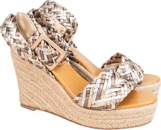 Herm&egrave;s Espadrilles - Hermes Tricolor Metallic Woven Espadrilles (34) - Gr. ONE_SIZE - in Braun - f&uuml;r Damen