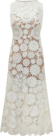 Self Portrait Femme, Robes, Blanc, Taille: 38 FR Crochet Maxi Dress