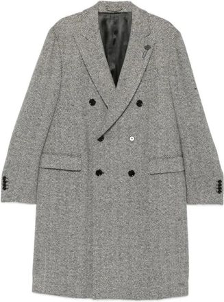 Lardini Manteau crois&eacute; &agrave; motif chevrons - Homme - Manteaux - Gris - Taille: XL