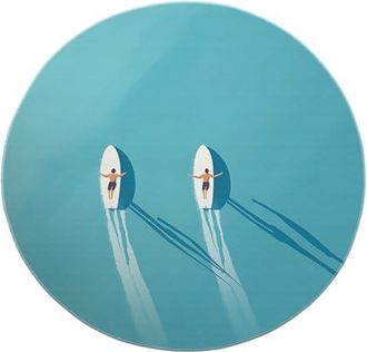 Generic Moderne minimalisme Tapis mer Surf &eacute;t&eacute; Sports, Tapis Ronds lavables Bleus Doux &agrave; Poils Ras pour Salon et Chambre 160x160cm