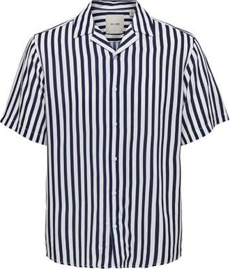 Only & Sons Homme Onswayne Rayée en Viscose Chemise Décontractée, Robe Bleue., M EU