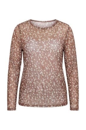 Ulla Popken Longsleeve Mesh-Shirt Slim Rundhalsausschnitt Langarm