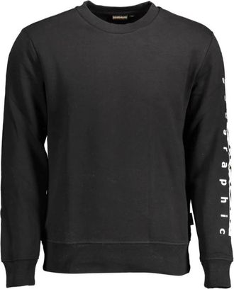 Napapijri Homme, Sweatshirts et sweats &agrave; capuche, Noir, Taille: 2XL Pull en Coton Noir avec Logo Imprim&eacute;