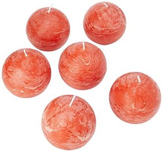 Spaas 6 Bougies Boule Rustique Non Parfum&eacute;e 80mm 24h Orange Gingembre
