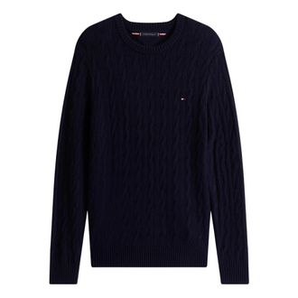 Tommy Hilfiger Lambswool Cable Crew - - Knitwear - Herren - Blau - L