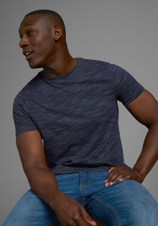 AJC T-Shirt AJC, Herren, Gr. XL (56/58), blau (marine meliert), Single Jersey, Obermaterial: 85% Baumwolle, 15% Polyester, meliert, regular fit, Rundhals,