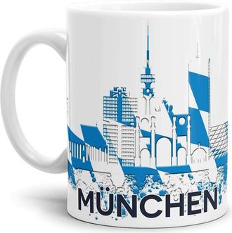 Tassendruck München-Tasse Skyline - Kaffeetasse/Mug/Cup - Qualität Made in Germany