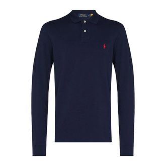 Polo Ralph Lauren Polohemd mit langen &Auml;rmeln aus Mesh - - Tops - Herren - Blau - XL