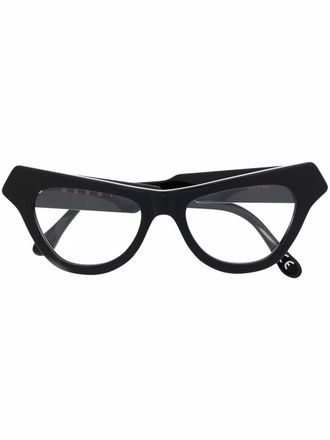Marni Eyewear Cat-Eye-Brille mit Logo - Schwarz