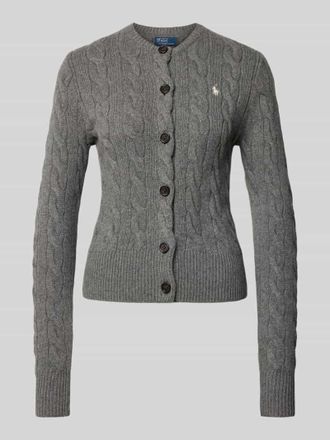 Polo Ralph Lauren Strickjacke aus Wolle-Kaschmir-Mix mit Zopfmuster