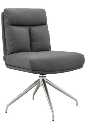 Novel Stuhl, Grau, Edelstahl, Metall, Textil, Drehkreuz, 51.5x89.5x65 cm, Sitzfl&auml;che 360&deg; drehbar, automatische R&uuml;ckholfunktion, Esszimmer, St&uuml;hle, Esszimme