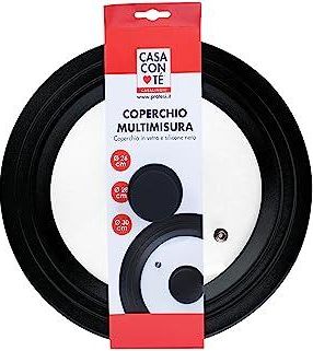 Pratesi 93338 COPERCHIO VETRO/SIL.Nero 26/28/30 D.31,5, Acciaio inossidabile, Multicolour, One Size