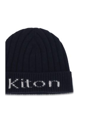 Kiton Mens Wool Beanie Hat Blue-Light Grey (ovis Aries) Blue/light