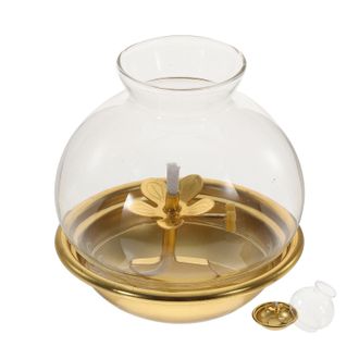 Cabilock &Ouml;llampe mit Schirm Buddhismus Petroleumlampe Tischlampe Mittelst&uuml;ck Kompakt f&uuml;r Innenbereich und Anbetung