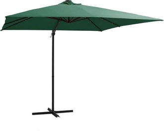 vidaXL Vidaxl - Parasol d&eacute;port&eacute; avec led et m&acirc;t en acier 250x250 cm Vert