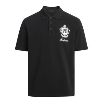 Balmain Homme, Tops, Noir, Taille: M Polo imprim&eacute; College